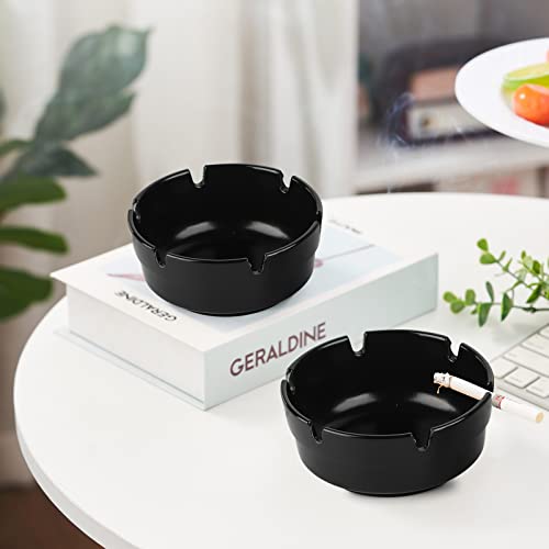 6Pcs Ashtray Sets for Cigarettes, Plastic Tabletop Ash Tray Sets, Indoor Outdoor Ashtrays Perfect for Home Patio Restaurant Bar Hotel and Office Use (Set of 6 Black)