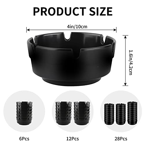 6Pcs Ashtray Sets for Cigarettes, Plastic Tabletop Ash Tray Sets, Indoor Outdoor Ashtrays Perfect for Home Patio Restaurant Bar Hotel and Office Use (Set of 6 Black)