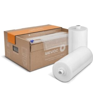 wevac 8''x100' & 11''x100' 2 rolls food vacuum seal roll keeper with cutter, ideal vacuum sealer bags for food saver, bpa free, commercial grade, great for storage, meal prep and sous vide