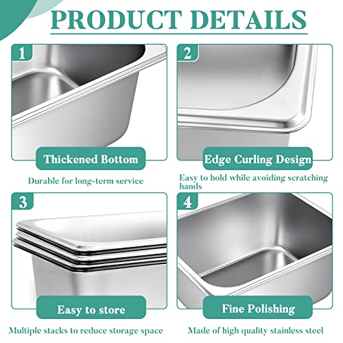 Zubebe 1/2 Half Size Steam Table Pans 6 Inch Deep Steam Pan Stainless Steel Restaurant Pan Metal Food Tray Commercial Food Pans for Hotel Restaurant (4 Pcs)