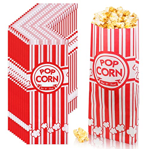 200 Pieces Popcorn Bags 2 Oz Disposable Paper Popcorn Bags Popcorn Machine Accessories for Movie Night, Carnival, Party, Theater, and Snack Bars