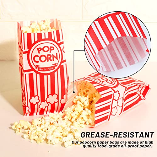 200 Pieces Popcorn Bags 2 Oz Disposable Paper Popcorn Bags Popcorn Machine Accessories for Movie Night, Carnival, Party, Theater, and Snack Bars