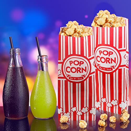 200 Pieces Popcorn Bags 2 Oz Disposable Paper Popcorn Bags Popcorn Machine Accessories for Movie Night, Carnival, Party, Theater, and Snack Bars