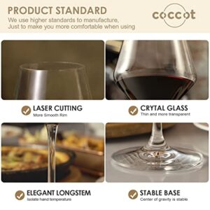 coccot Wine Glasses,White Red Wine Glasses Set of 6,Lead-Free Premium Crystal Clear Glass,Hand Blown Italian Style Burgundy Long Stem Wine Glasses,Great Gift Packaging(16oz,6pack)