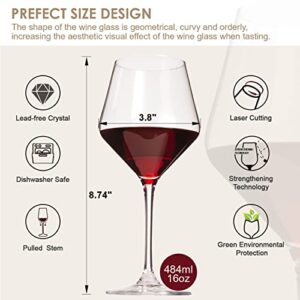 coccot Wine Glasses,White Red Wine Glasses Set of 6,Lead-Free Premium Crystal Clear Glass,Hand Blown Italian Style Burgundy Long Stem Wine Glasses,Great Gift Packaging(16oz,6pack)