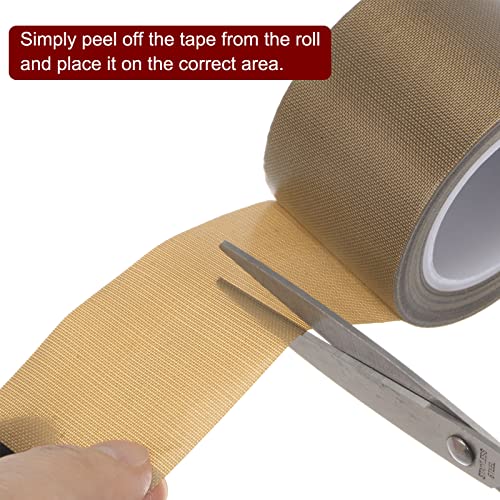 HARFINGTON Fabric PTFE Tape Roll, 1.5" x 33 ft High Temperature PTFE Adhesive Tape 0.13mm Thickness for Vacuum Sealer Machine Hand Impulse Sealers, Brown