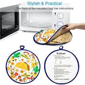 Eichzer X-Large Tortilla Warmer Pouch 12 inch, Insulated and Microwavable Fabric Pouch for Food Warm, Premium Cloth Pouch to keep Tortillas, Naan Bread, and Pizza Rolls Warm for up to One Hour