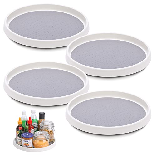 Lazy Susan Turntable, Set of 4, 10 Inch Non-Skid Lazy Susan Organizer for Cabinet, Pantry Organization, Kitchen Storage, Refrigerator, Countertop, Spice Rack (4 Pack 10 in)