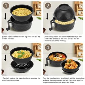 Anyfeel Microwave Ramen Bowl Set, Ramen Cooker with Chopsticks and Phone Holder, Dishwasher Safe Microwave Noodle Cooker for College Dorm Room Office Instant Cooking (Black)