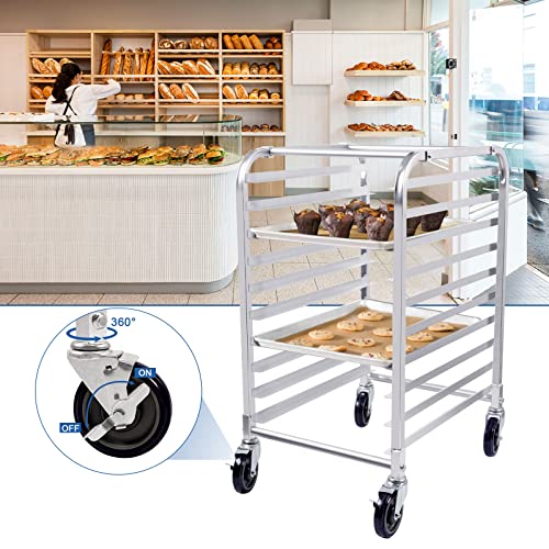 HARDURA Sheet Pan Rack,10 Tier Bun Pan Rack Commercial Bakery Rack with Wheels, Aluminum Racking NSF Listed Cooling Trolley for Kitchen, 20"x26"x38"H