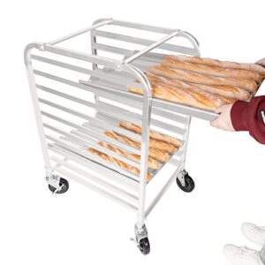 HARDURA Sheet Pan Rack,10 Tier Bun Pan Rack Commercial Bakery Rack with Wheels, Aluminum Racking NSF Listed Cooling Trolley for Kitchen, 20"x26"x38"H