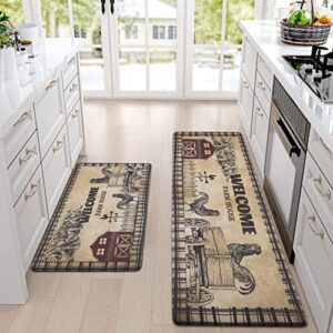 aspmiz farmhouse kitchen mat set anti fatigue 2 piece, non-skid waterproof kitchen mats and rugs cushioned, washable kitchen rug chicken floor comfort mats for kitchen home, 18'' x 48'' + 18'' x 30''