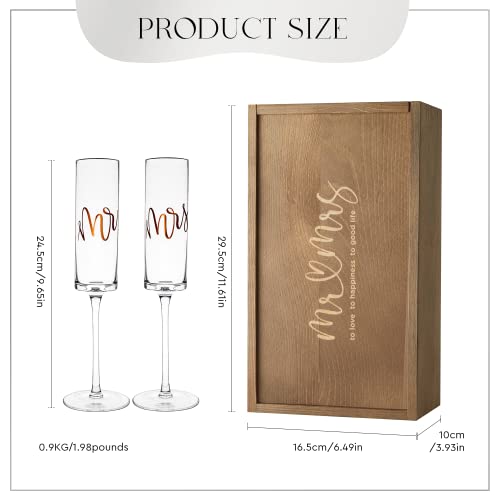 AW BRIDAL Wedding Champagne Glasses, Champagne Flutes set of 2, Crystal Champagne Flutes for Mr and Mrs Wedding Gift Bridal Shower Gift Engagement Gift for Bride and Groom