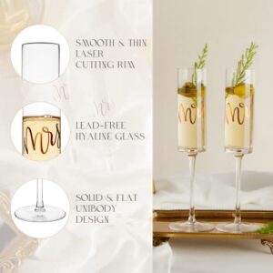 AW BRIDAL Wedding Champagne Glasses, Champagne Flutes set of 2, Crystal Champagne Flutes for Mr and Mrs Wedding Gift Bridal Shower Gift Engagement Gift for Bride and Groom