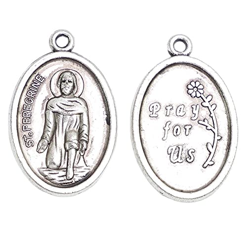 Glary Pack of 50 One Inch Catholic Oval Pray for Us Medal (St Peregrine)