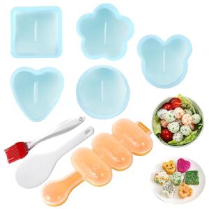 mlryh onigiri maker mold, 8 pcs sushi onigiri musubi maker mold kit rice ball mold shake sushi makers mold with small rice paddle, brush for kitchen.