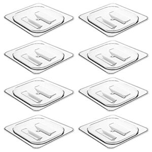 8 Pcs Polycarbonate Hotel Pan Lids with Handle 1/6 Size Food Pan Lid Clear Plastic Steam Table Pan Lid 6.9”x 6.3”Commercial Food Storage Containers Covers for Restaurant Hotel