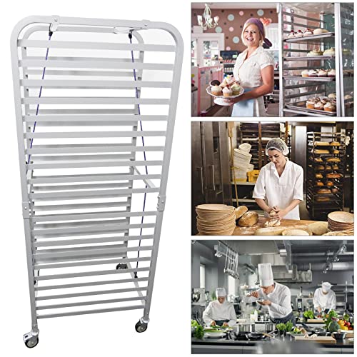 Stuffygreenus Aluminum 20-Tier Sheet Bun Pan Rack Bakery Rack, Home Commercial Kitchen Bakery Cooling Rack, 26" L x 20" W x 69" Hwith Brake Wheels