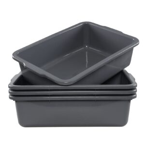 vcansay 34 quart plastic bus tubs commercial, large bus box, 4 packs