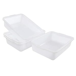 Leendines 13 Liters Plastic Bus Tray, Commercial Wash Basin Bus Tub Set of 4, White