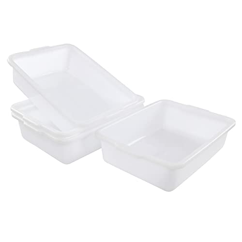 Leendines 13 Liters Plastic Bus Tray, Commercial Wash Basin Bus Tub Set of 4, White