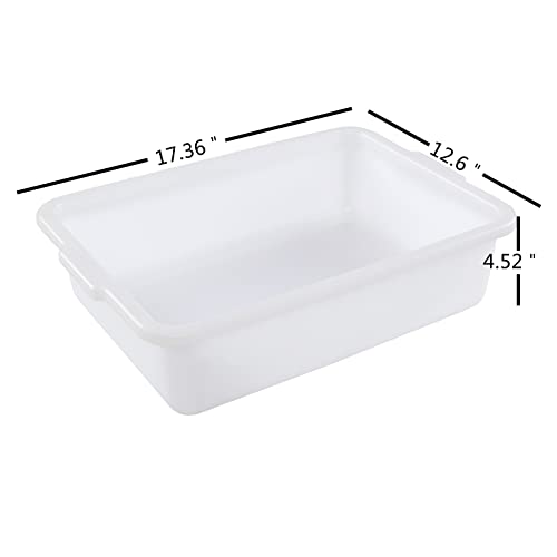 Leendines 13 Liters Plastic Bus Tray, Commercial Wash Basin Bus Tub Set of 4, White