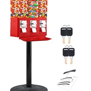 Vending Machines for Business Gumball Machine with Stand Candy Vending Machines Triple Pod Standing Dispenser for Commercial Use to Dispense Gumballs Candies Using Quarter with Removable Canisters