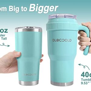 DLOCCOLD 40 oz Tumbler with Handle, Lid & Straw, Insulated Double Walled Stainless Steel Tumbler, Thermos Travel Coffee Mug for Women Men, Reusable water Tumbler with Leak-Proof Lid