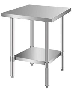 fahkns stainless steel prep worktable 24 x 30 in sturdy durable baffle and undershelf restaurant kitchen practical adjustable workbench