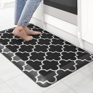 4/5 inch thick kitchen rugs, kitchen mat, anti fatigue floor mat, waterproof mats & rugs, heavy duty pvc ergonomic comfort standing foam for kitchen, home, office, sink, garage (24" x 17.3", black)