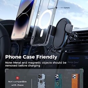 Wireless Car Charger, UGDLUCK 15W Fast Charging Car Charger Mount with Colored Lights Dashboard Windshield Air Vent Car Phone Holder fit for iPhone 14 13 12 11 Pro Max,Samsung Galaxy S23 S22 S21,etc