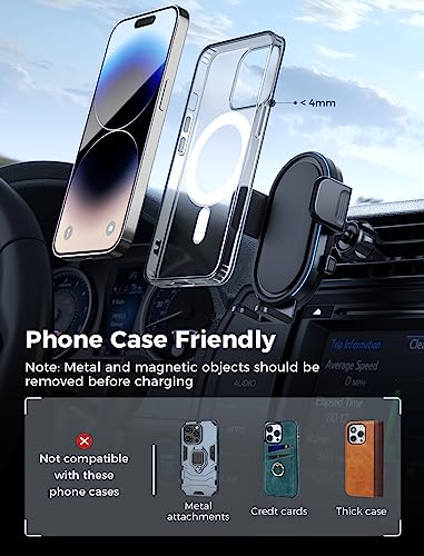 Wireless Car Charger, UGDLUCK 15W Fast Charging Car Charger Mount with Colored Lights Dashboard Windshield Air Vent Car Phone Holder fit for iPhone 14 13 12 11 Pro Max,Samsung Galaxy S23 S22 S21,etc