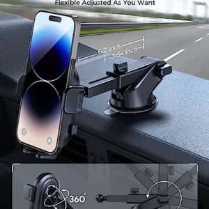 Wireless Car Charger, UGDLUCK 15W Fast Charging Car Charger Mount with Colored Lights Dashboard Windshield Air Vent Car Phone Holder fit for iPhone 14 13 12 11 Pro Max,Samsung Galaxy S23 S22 S21,etc