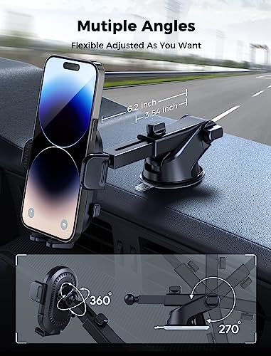 Wireless Car Charger, UGDLUCK 15W Fast Charging Car Charger Mount with Colored Lights Dashboard Windshield Air Vent Car Phone Holder fit for iPhone 14 13 12 11 Pro Max,Samsung Galaxy S23 S22 S21,etc