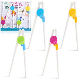 hansgo kid training chopsticks, 4 pairs colorful learning chopsticks detachable training chopsticks for kids toddler children left or right handed dishwasher safe