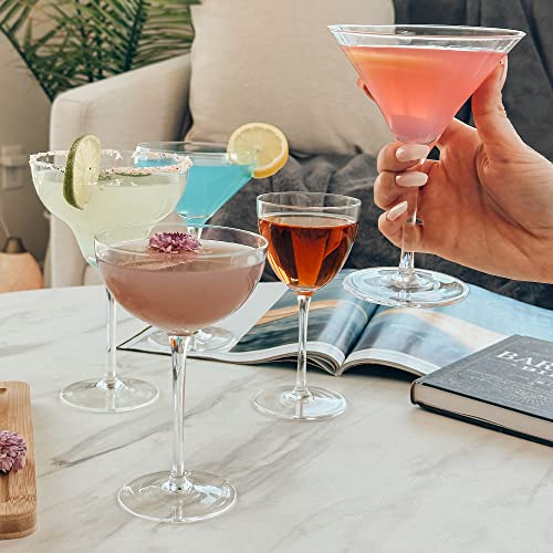 PURE MORA Martini Glasses, Set of 4-7oz - Handblown Premium Crystal Glass for Cockails, Martinis, Home Bar, Cosmos, Gimlet, Parties, Etc - Modern Classic Cocktail Glassware, Gift for Him/Her