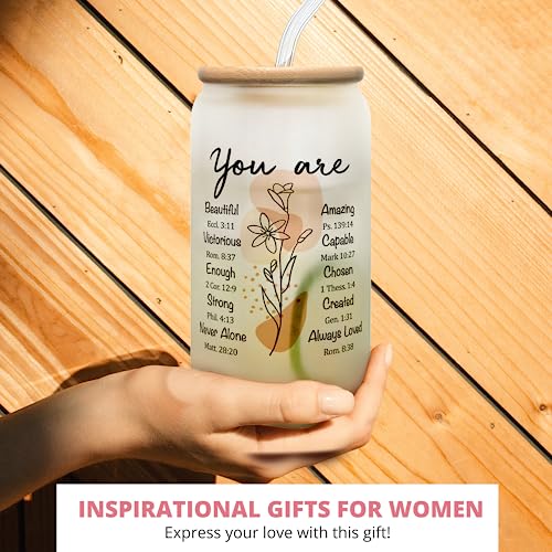 Christian Gifts for Women - Religious Gifts for Women, Catholic Gifts Women - Birthday Gifts for Women - Spiritual Gifts for Women, Her, Mom, Sister, Friends Female, Coworker - 16 Oz Faith Can Glass