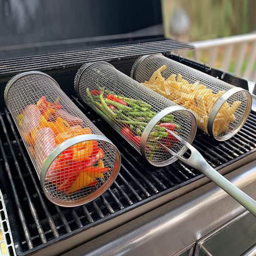 Darzheoy Stainless Steel Barbecue Cooking Grill Grate - 1PC Grill Baskets for Outdoor Grill, Vegetable Grill Basket, Portable Outdoor Camping BBQ Rack (20CM)