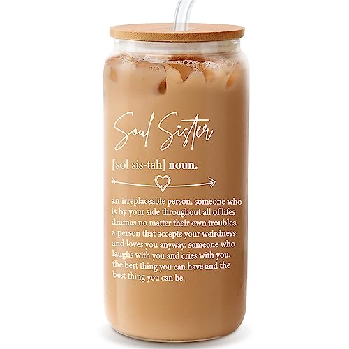 Birthday Gifts for Women Friendship Gifts, Best Friend Birthday Gifts, Gifts for Friends Female, bff Gifts, Friend Like A Sister Gifts, Gifts for Best Friend Soul Sisters Besties- 18oz Soul Sister Cup