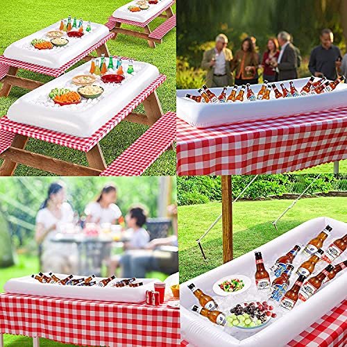 Inflatable Ice Serving Buffet Bar with Drain Plug - BBQ Picnic Pool Party Supplies Buffet Salad Food & Drinks Tray for Party Picnic & Camping (Pack of 1, 53 * 25,6 inches)