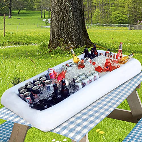 Inflatable Ice Serving Buffet Bar with Drain Plug - BBQ Picnic Pool Party Supplies Buffet Salad Food & Drinks Tray for Party Picnic & Camping (Pack of 1, 53 * 25,6 inches)