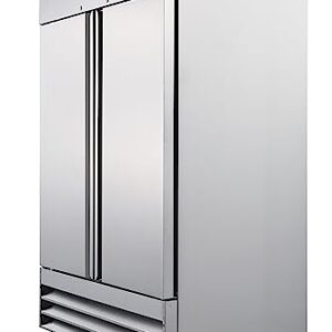 SMETA Commercial Fridge Refrigeration Stainless Steel 47 Cu. Ft Reach in 2 Door Upright Stand Up 2 Section Fan Cooling Refrigerator for Restuarant, Bar, Shop, 54'' Wide Large Capacity