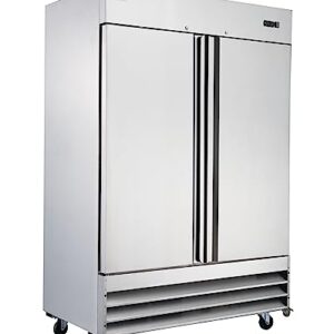 SMETA Commercial Fridge Refrigeration Stainless Steel 47 Cu. Ft Reach in 2 Door Upright Stand Up 2 Section Fan Cooling Refrigerator for Restuarant, Bar, Shop, 54'' Wide Large Capacity