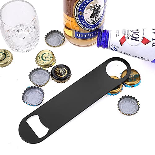 4 PACK Stainless Steel Flat Bottle Opener, Beer Bottle Opener, 7inch, with Exquisite Packaging, for Kitchen, Bar or Restaurant, Black,