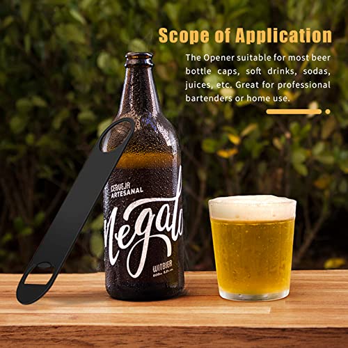 4 PACK Stainless Steel Flat Bottle Opener, Beer Bottle Opener, 7inch, with Exquisite Packaging, for Kitchen, Bar or Restaurant, Black,