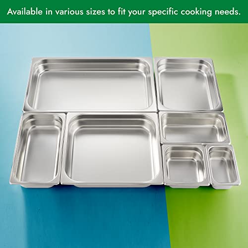 HECMAC 6 Pack Anti-Jam Hotel Pans, 1/2 Size 2 1/2 Inch Deep, NSF Commercial Stainless Steel Chafing Steam Table Pan, Catering Storage Metal Food Pan