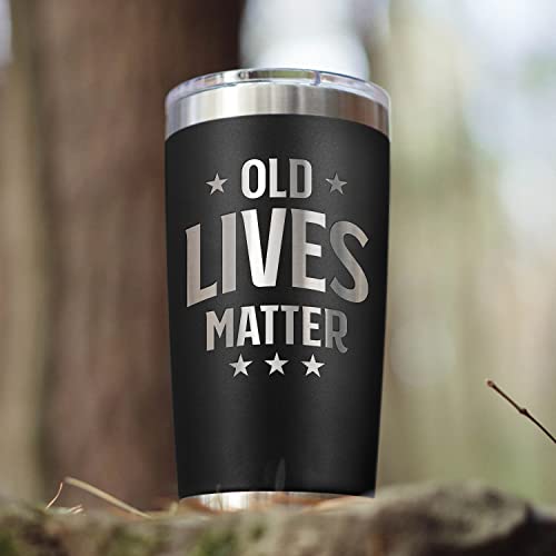 Old Lives Matter Gifts - American Flag Tumbler, Birthday Gifts for Men Unique, Gifts for Dad, Gifts for Him, Grandpa - Funny Gifts for Men, Retirement Gifts for Men, Engraved Retired Gifts