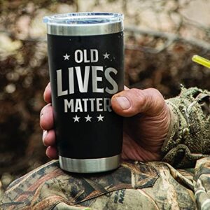 Old Lives Matter Gifts - American Flag Tumbler, Birthday Gifts for Men Unique, Gifts for Dad, Gifts for Him, Grandpa - Funny Gifts for Men, Retirement Gifts for Men, Engraved Retired Gifts