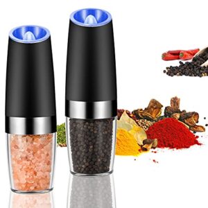 balabuki electric salt and pepper grinder set, adjustable coarseness, salt grinder with led light, 2 pack