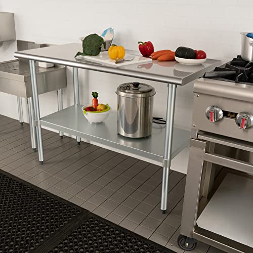 HARDURA Stainless Steel Table 24X48 Inches with Undershelf and Galvanized Legs NSF Heavy Duty Commercial Prep Work Table for Restaurant Kitchen Home and Hotel